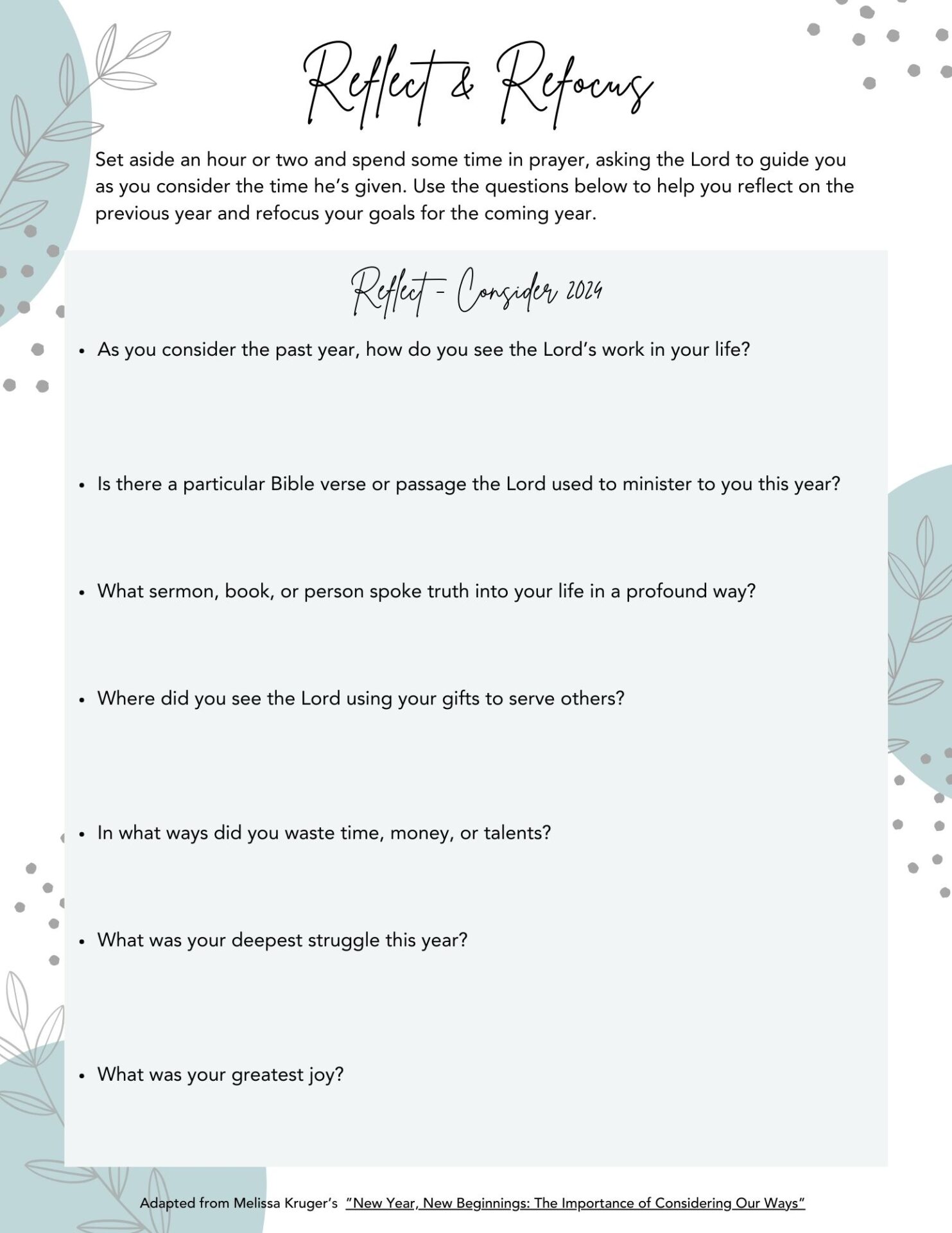 New Year, New Beginnings: The Importance of Considering Our Ways